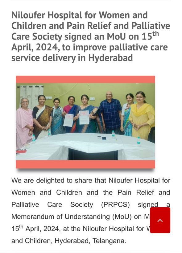 Pain relief and palliative care society and Nilofuer Hospital for women ...